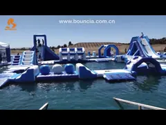 Perth Lake Commercial Inflatable Water Park / Customized Huge Floating Water Playground