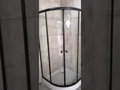 5mm clear glass shower enclosure with black profile and sector shower tray
