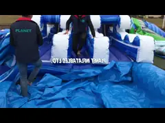 Outdoor Inflatable Water Slides PVC Tarpaulin Puncture Proof With Pool