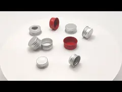 China 28mm Silver Screw Caps , Custom Aluminum Screw Covers For Screw Bottle for sale