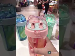 BPA free plastic water bottle with two straw can hold two drinks