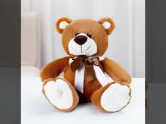 Dingman Factory made adorable teddy bear with ribbon
