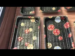 China Packaging Custom Rectangular Japanese Disposable Takeaway Tray Fast Food Plastic Container Packaging Sushi Box Tray With Lid for sale