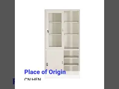 Modern Glass Door Filing Cabinet Movable School Steel Frame Bookshelf