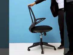 PP Folding Armrest Mid Back Office Chair 6cm Lift Up And Down