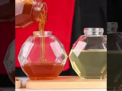 vidrio geométrico Honey Jars With Metal Lid del hexágono 380ml