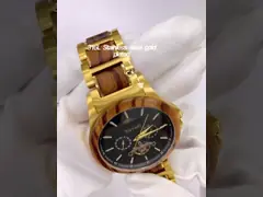 Wood Stainless Steel 18k Gold Automatic Mens Wrist Watches Waterproof