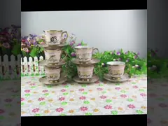 中国 ヨーロッパのめっきされたステッカーの陶磁器の救助の冷水のやかんおよびティー カップ セット 販売のため