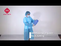 SMMMS Surgical Gown Roud Adhesive On BeltTape  Book Folding Knittd Navy Blue