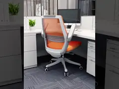 Genuine Leather Grey Office Rotating Chair 26 Degree Lean Back