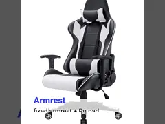 Reclining PU Pad PC Racing Chair With Footrest III Level