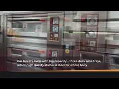 Stainless Steel Commercial Gas Three Deck Nine Trays Bakery Oven With Strong Wheels
