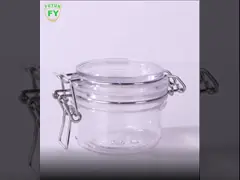 380ml Plastic Clip Top Storage Jars , Round Wire Bale Jars