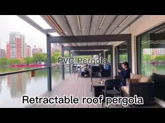 Motorized LED Lights PVC Retractable Pergola