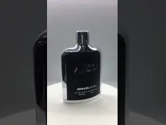 Flat Shape Glass Perfume Bottle 120ml Black Color Silver Metal Frame