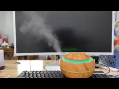 400ML Mountain View Wood Grain Hollow Aroma Humidifier For Bedroom