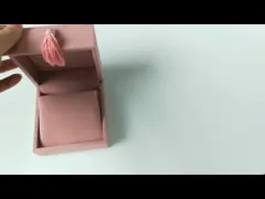 Jewelry Gift Box Velvet Pink Sqaure With Tassel Gold Stamping Foam Insert Jewelry Packaging Display