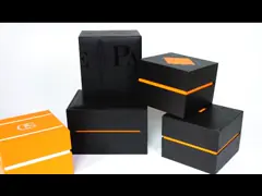 Plastic Watch Box Orange Square Custom Logo Silver Stamping Wrist Watch Display Storage Box