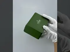 PU Leather Watch Box Green Silver Stamping Rectangle Velvet Inserts