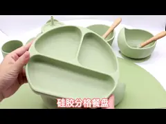 Food Grade Silicone Baby Cutlery Set Snack Cup Bibs Suction Plate