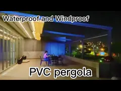 LED Rainproof PVC Retractable Roof Pergola Remote Control Gazebo Aluminum Alloy
