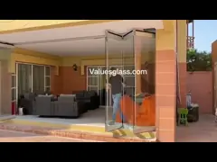 China Frameless Folding Glass Door Partition Bi Folding Accordion Door For Office Restaurant for sale