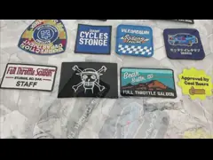 Twill Fabric 3D Iron On Embroidery Letters Merrow Border Embroidery Patch With PMS Colors