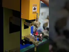 Bench type precision spot welder is used for spot welding 2+2mm copper strip.