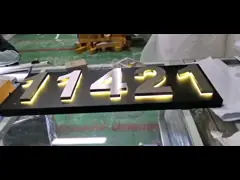 Custom silver brush led backlit door number sign rgb lighting letter board