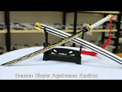 ABS 3D Model Keychain Japanese Anime Demon Slayer Agatsuma Zenitsu Keyring Sword Metal Katana
