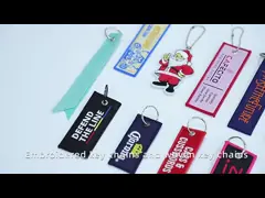 Color Custom Fabric Woven Keychain 10x2.5cm 13x3cm With Metal Buckle