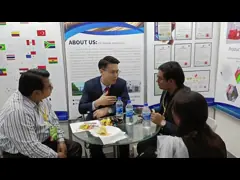 Taliking with customer in exhibition