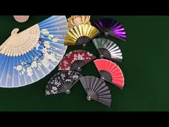 China Customized Big Folding Bamboo Hand Fan Fabric Logo Black Hand Held Fan Personalized Hand Fan for sale