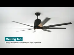 Black Low Profile Energy Saving 64 Inch Plastic Ceiling Fan 8 Blades