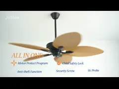 Cina 56 pollici di CC del motore di ventilatore da soffitto tropicale di stile, un ventilatore da soffitto di 5 pale telecomandato in vendita