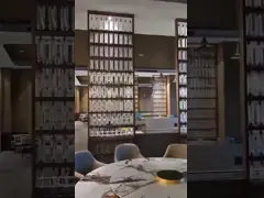 China Collapsible Rotatable 3 Panel Metal Room Divider with Art Glass - 1000×2000mm Stainless Steel Modern Screen for sale