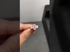 China Large Size 3.52ct Pink Lab Created CVD Diamond Ring Oval Shape 18k White Gold Ring for sale