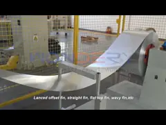 How is the lanced offset aluminum fin produced on a reciprocating fin stamping machine?