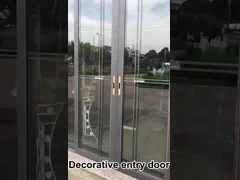 China Rectangle Decorative Entry Door Aluminum Tempered Glass Entry Doors for sale