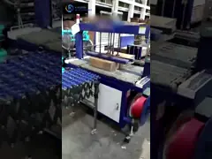 Automatic PP strapping machine with a telescopic trolley and an automatic folder gluer machine