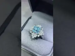 China Pricess Cut 3ct VS Synthetic Blue Diamond Rings 18k White Gold Lab Grown Engagement Rings for sale