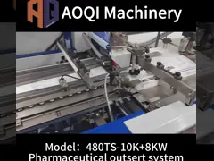 480TS Pharmaceutical leaflet outsert folding system with labeling