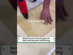 Grooving and corner bending of wood veneer panels