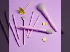 Pink Makeup Brush Set With Synthetic Hair and Metal Handle