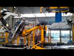 ER210-2700 Engine hood adhesive coating with robot automatically