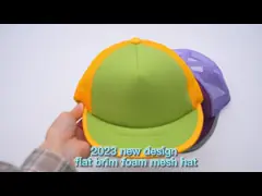 High Durability Contrast Stitching Flat Brim Mesh Cap With Snapback Closure