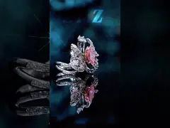 Bowknot Butterfly Design Pink Lab Grown Diamond Ring For Party Jewelry Design