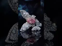 Butterfly Design Luxury Jewelry Pink Lab Grown Diamond Ring For Party Banquet