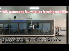 Four-station vacuum forming machine makes plastic fruit boxes