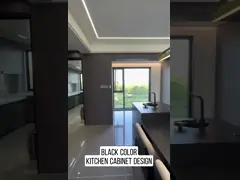 Black color kitchen cabinet design